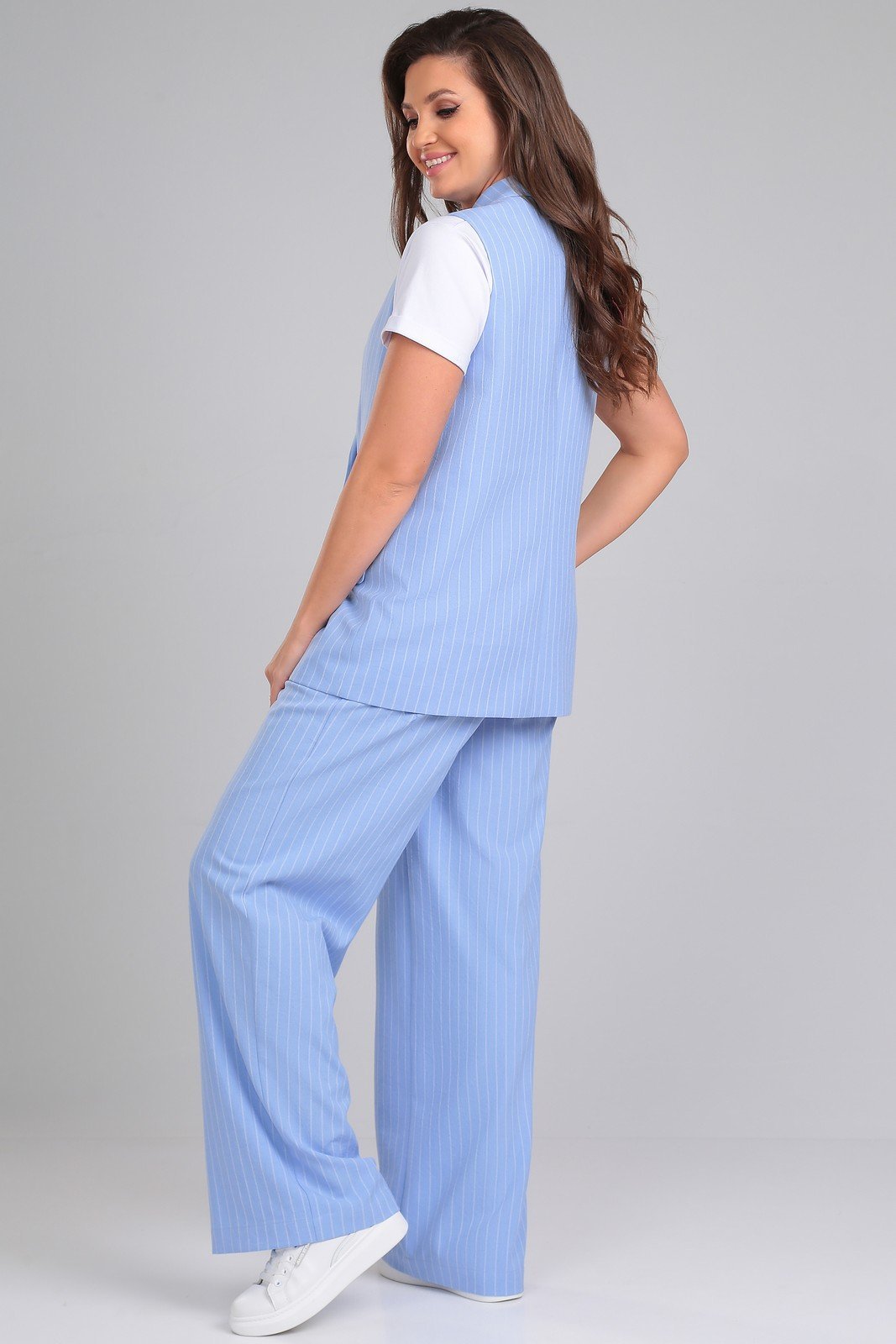 Костюм брючный 32253 голубой + полоска LeNata купить в интернет магазине Велесмода